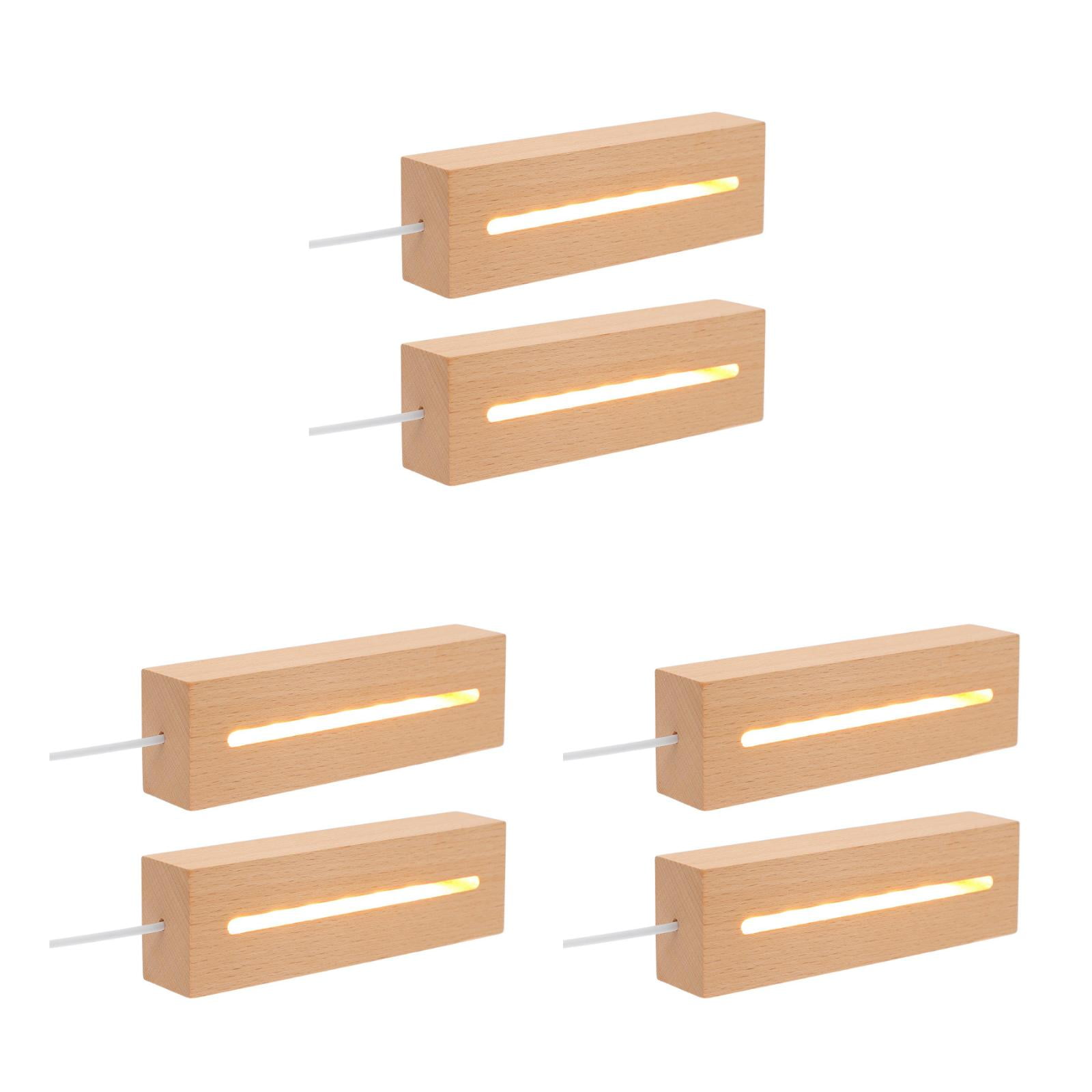 Worgeous 6 pcs USB LED Light Base Wooden LED Lights Display Base for ...