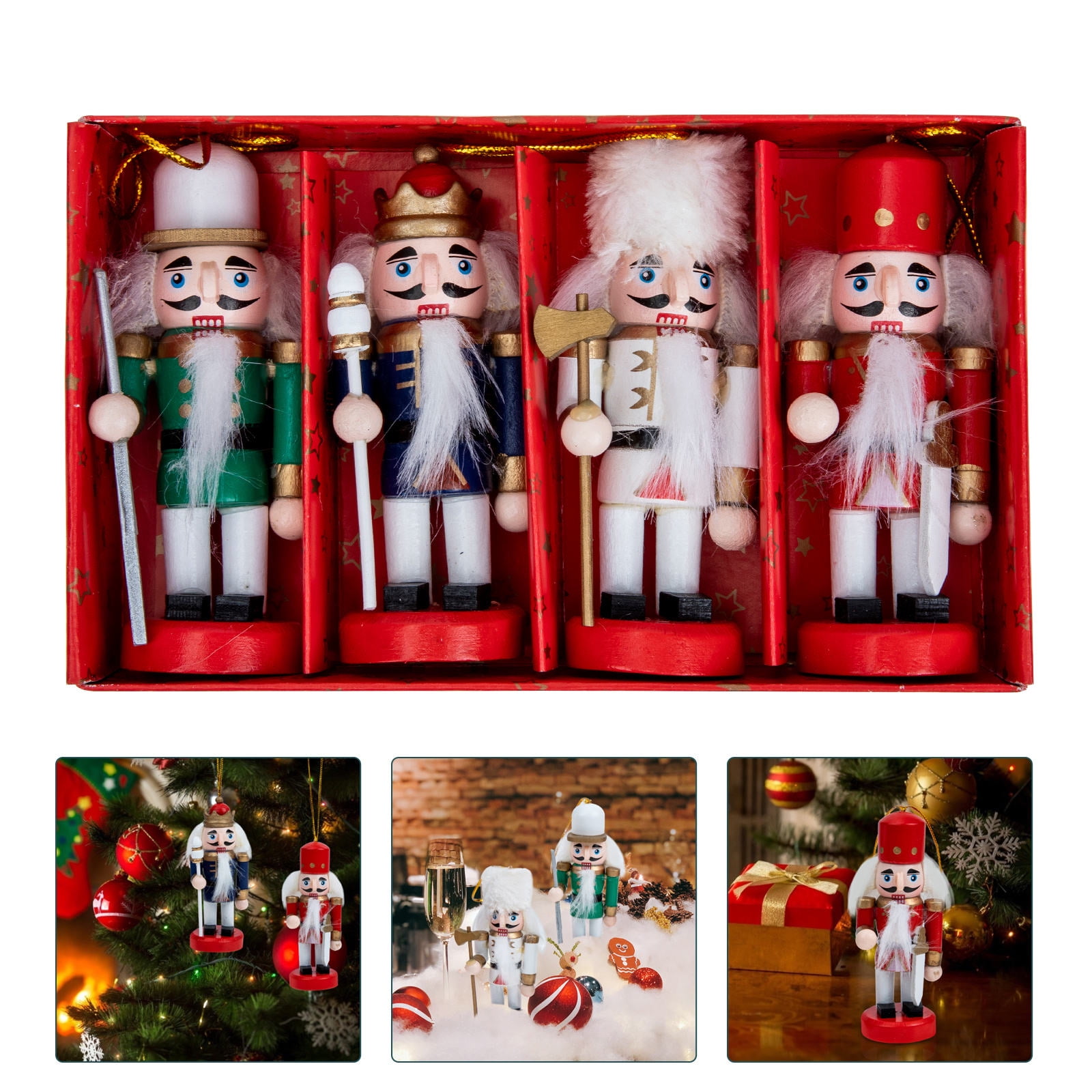 Worgeous 6Pack Nutcracker Figurine Assorted Color 10x3cm Wood Realistic ...