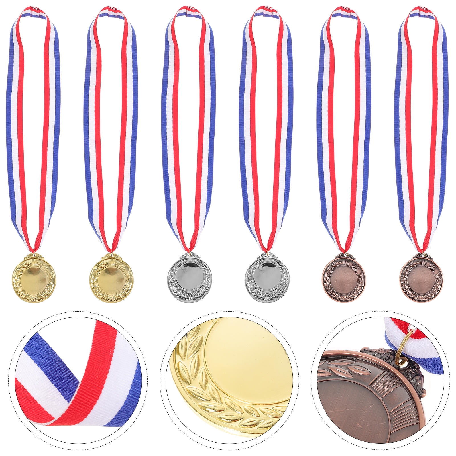 Worgeous 6Pcs Metal Medals for Incentive Tool Style Gold Silver Bronze ...