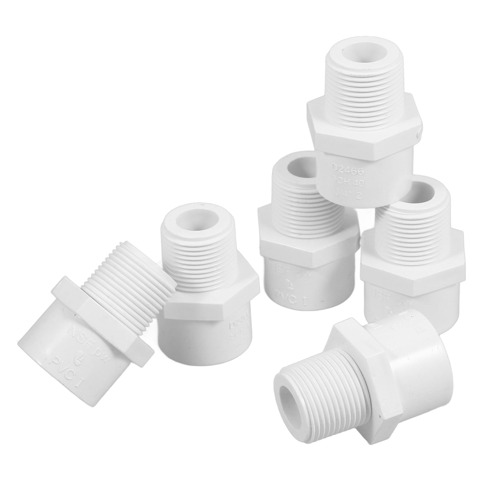 Worgeous 6Pcs White PVC Pipe Fittings NPT Male Thread PVC Pipe Fitting ...