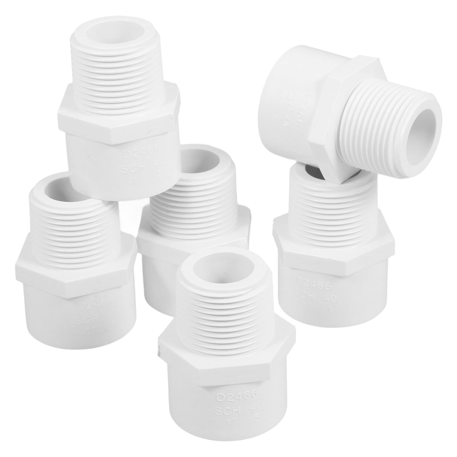 Worgeous 6Pcs White PVC Pipe Fittings NPT Male Thread PVC Pipe Fitting ...