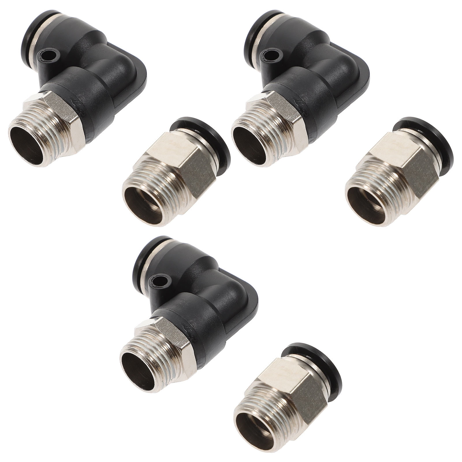 Worgeous 6pcs Air Fitting Pneumatic Connector Fitting Straight Elbow ...