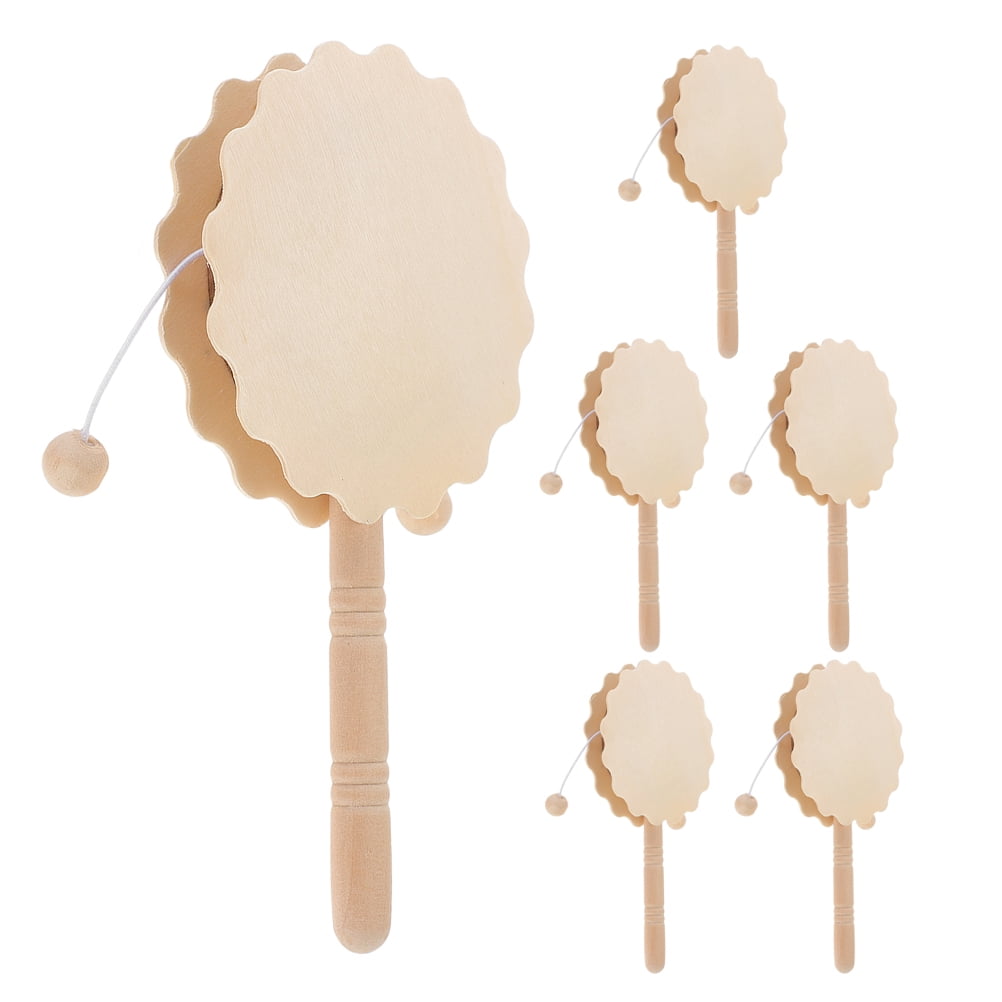 WHAMVOX Worgeous 6pcs DIY Rattle Drum Set Unfinished Wood Hand Painted ...