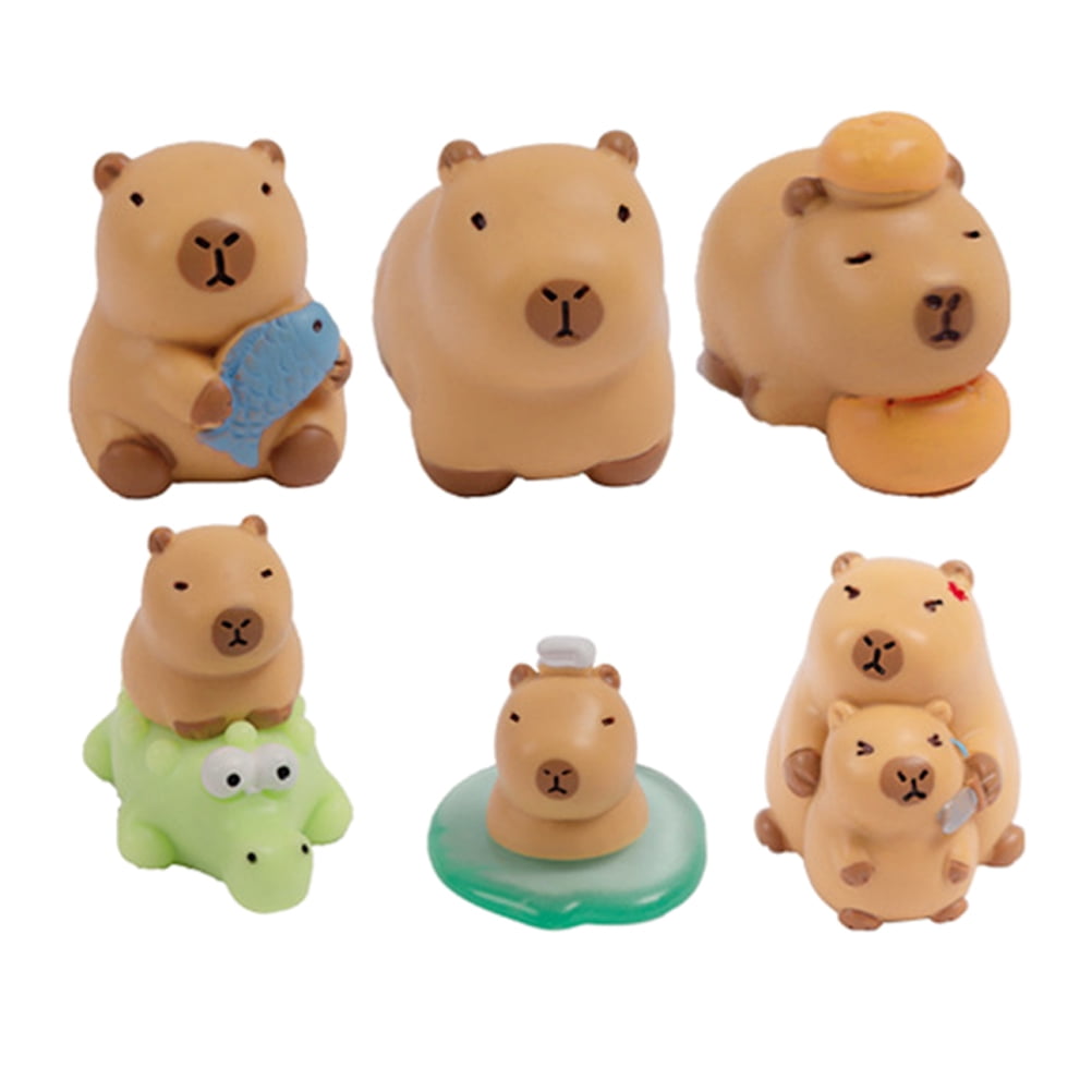 Worgeous 6pcs Handcrafted Mini Animal Figures Cute Capybara Toy Figure ...
