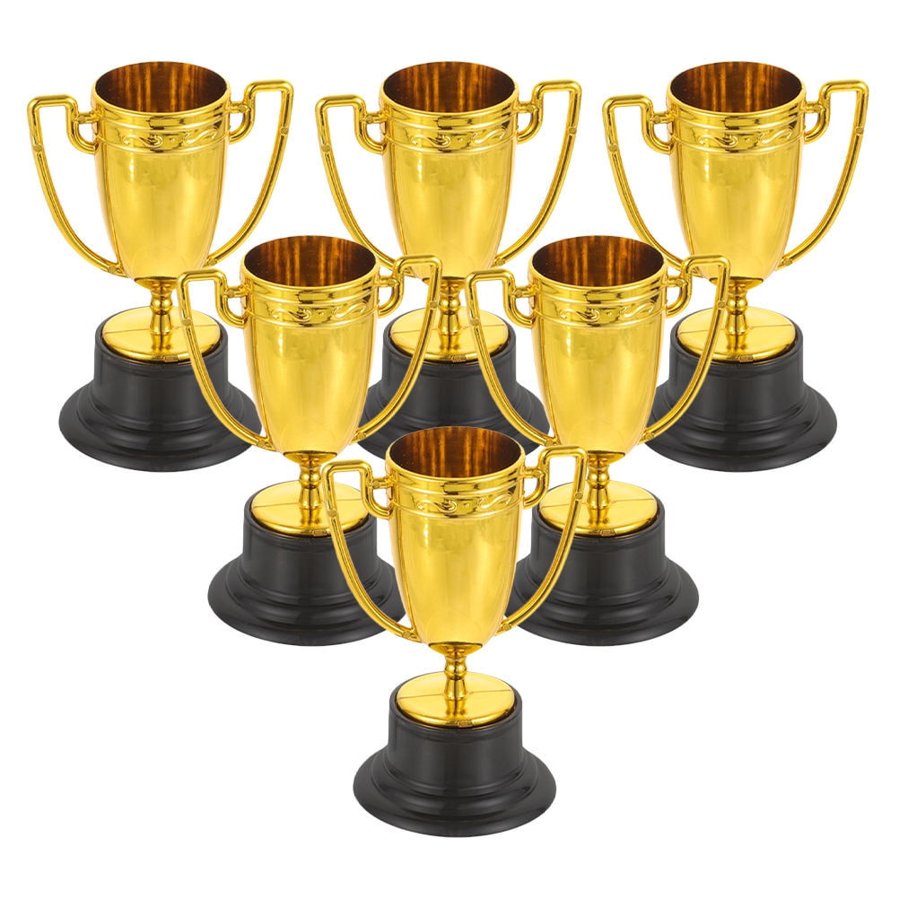 Worgeous 6pcs Mini Trophy Cups for Kids Small Plastic Gold Award ...
