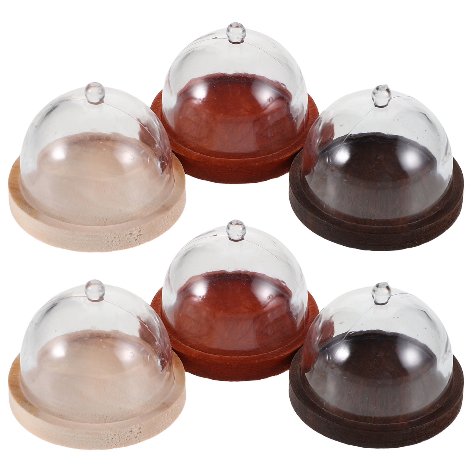 Worgeous 6pcs Miniature Cake Dome with Wood Plate Dollhouse Mini Cake ...
