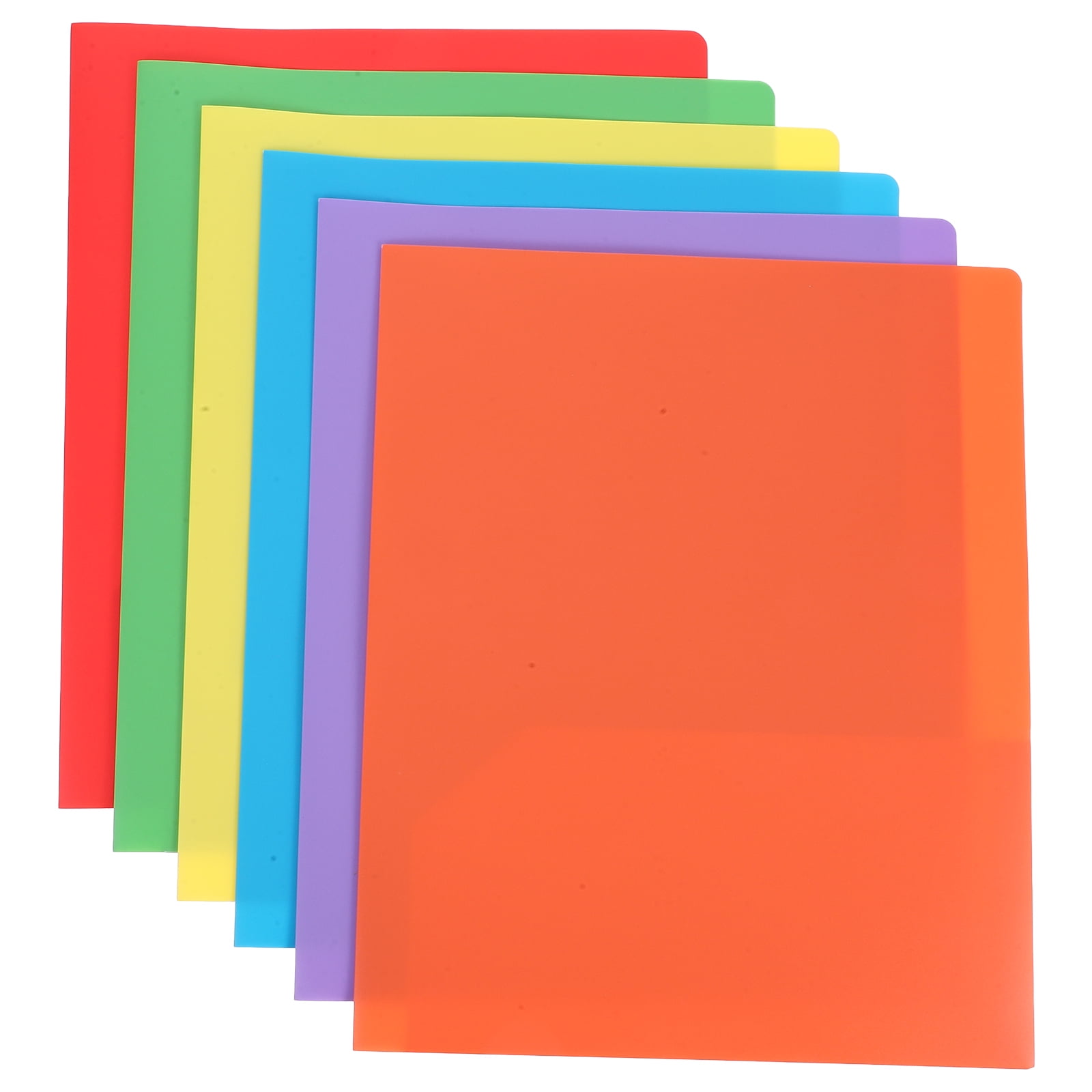 Worgeous 6pcs Plastic Pocket Folders A4 With Prongs Two Pocket File ...