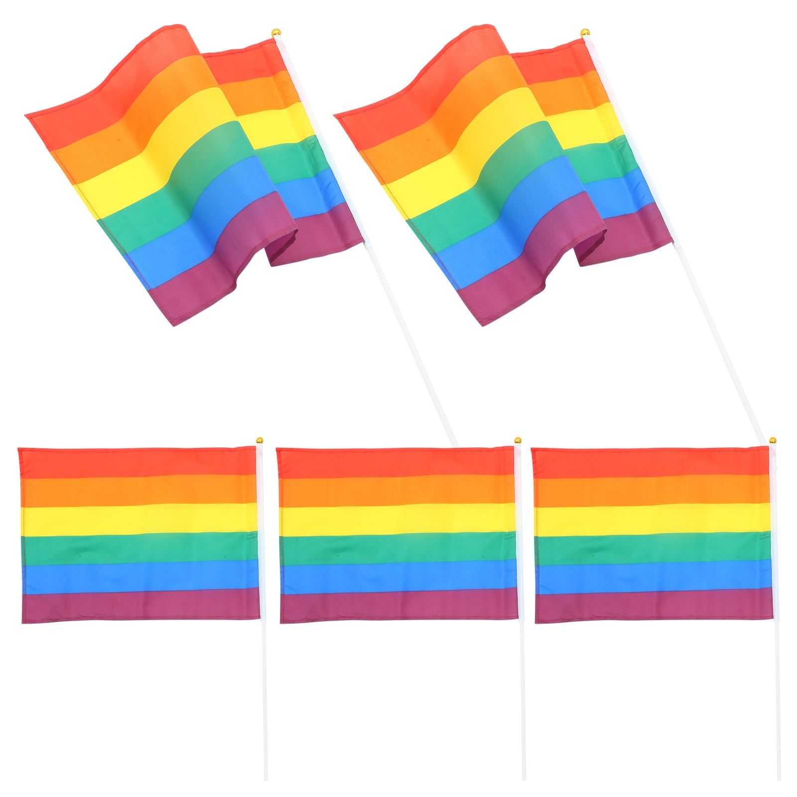 Worgeous 6pcs Small Rainbow Handheld Banners Pride Rainbow Flags Party ...