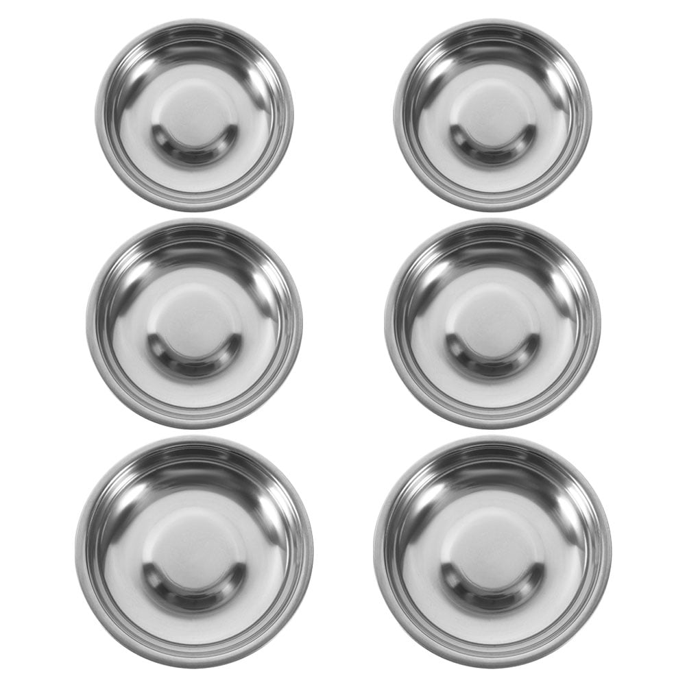Worgeous 6pcs Stainless Steel Sauce Dishes Mini Saucers Bowl Round ...