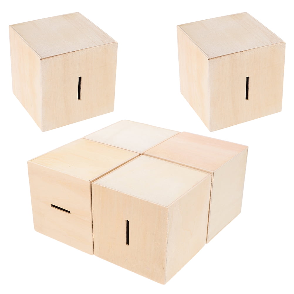 6pcs DIY Unfinished Wooden Piggy Bank Wood Coin Bank Craft Kits for ...