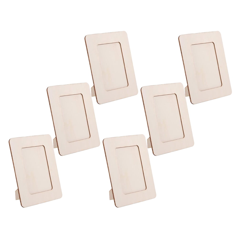 Worgeous 6pcs Unpainted Wooden Picture Frames DIY Blank Standing ...