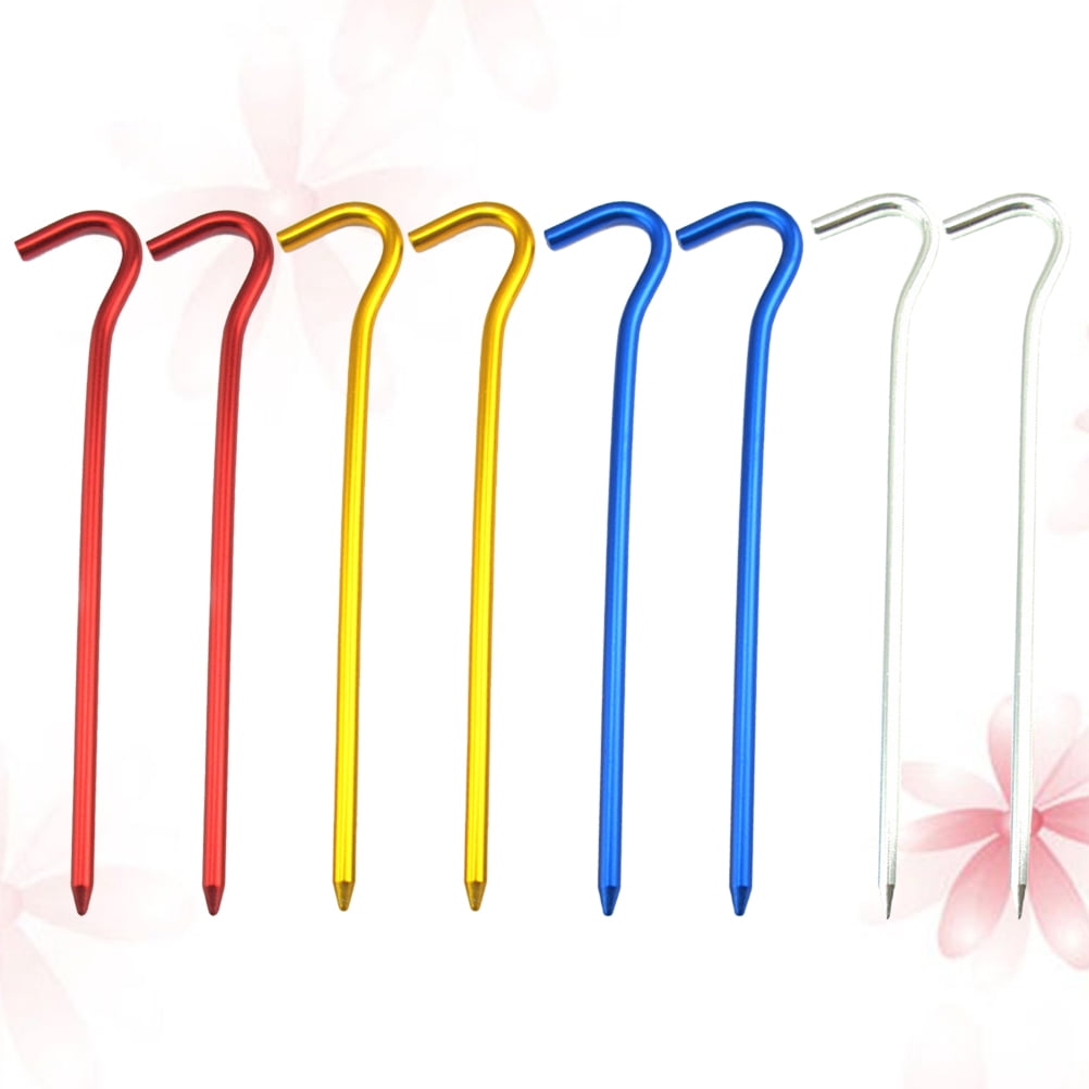 Worgeous 8 Pcs Hard Ground Tent Pegs Heavy Duty Garden Stakes Aluminum ...