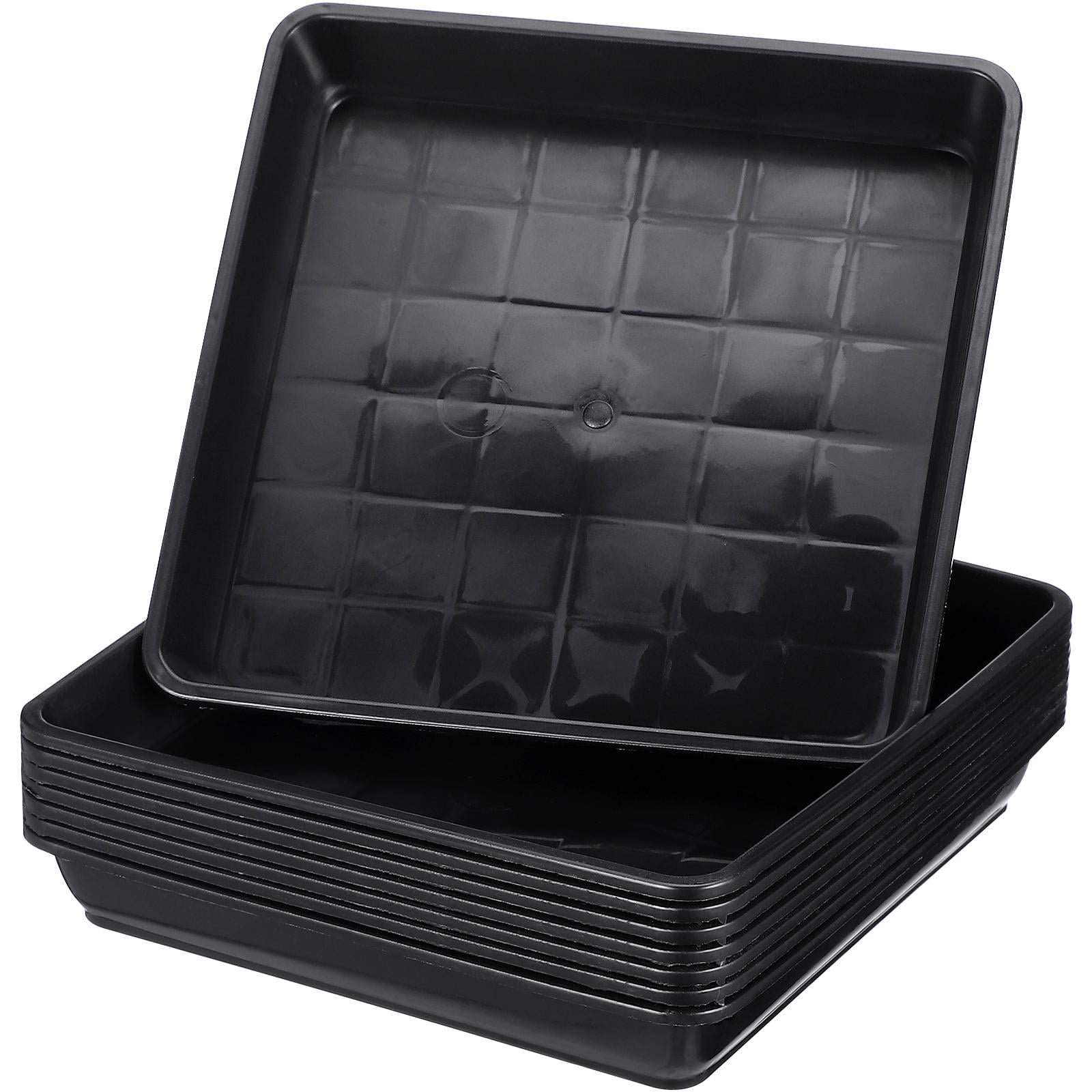 Worgeous 8 Pcs Square Plant Saucers Planter Tray Trays Flower Pot Black ...