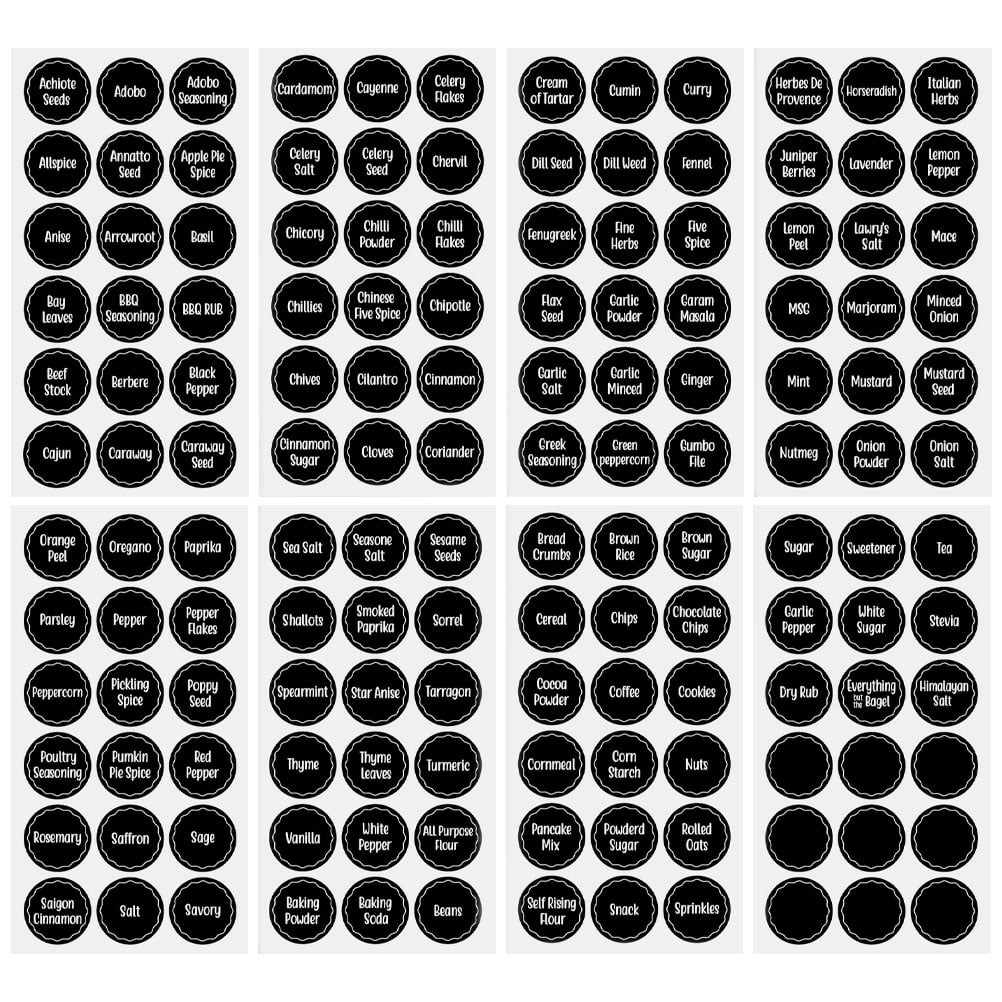 Worgeous 8 Sheets Spice Labels Round Logo Stickers Self Adhesive Labels ...