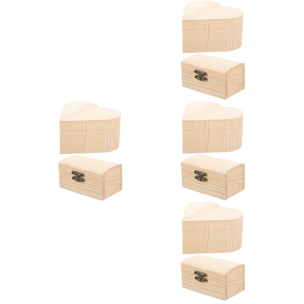 Worgeous 8 pcs Unfinished DIY Wooden Box Unpainted Wooden Box Treasure ...