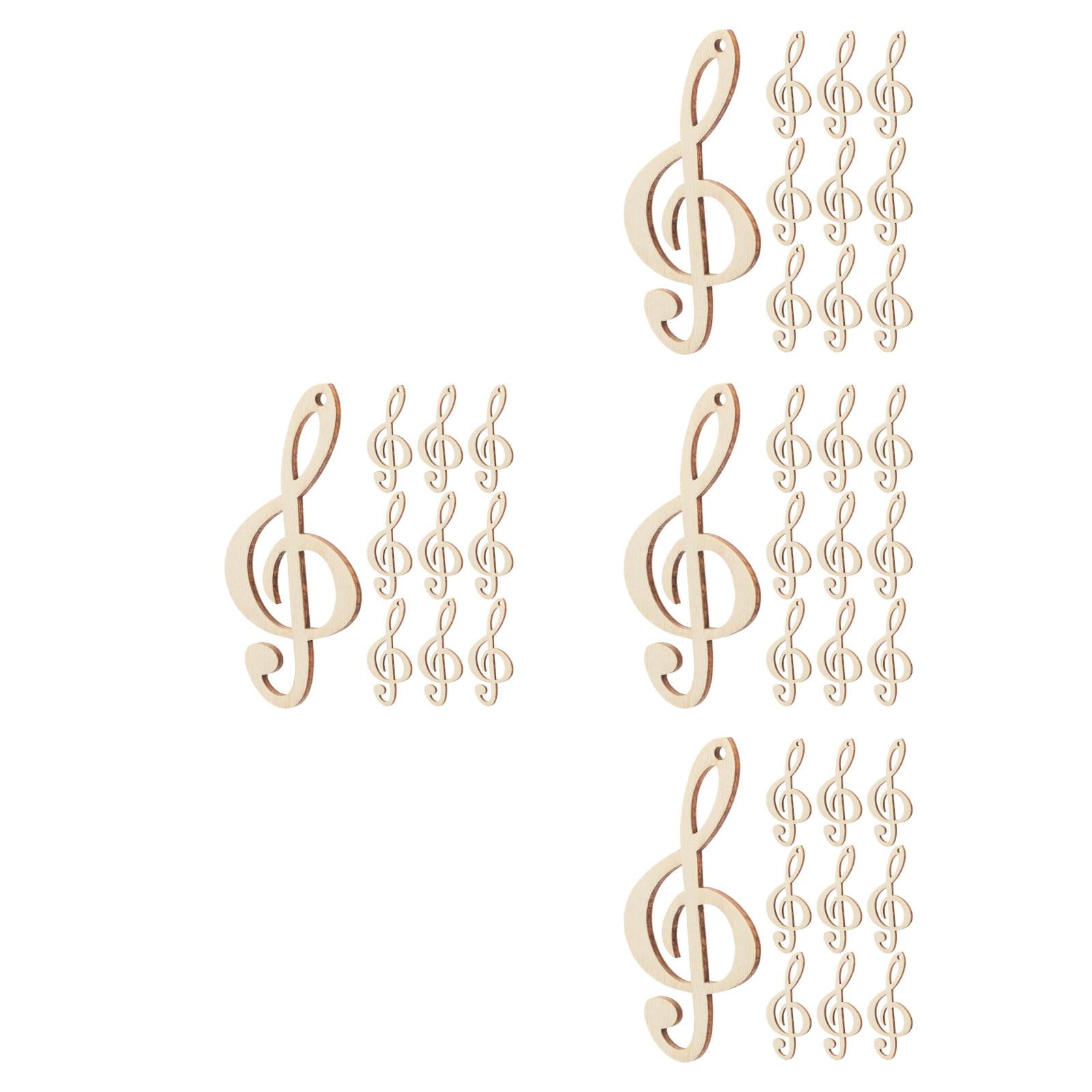 Worgeous 80 pcs Music Note Wood Cutout Blank Wood Music Notes Wooden ...