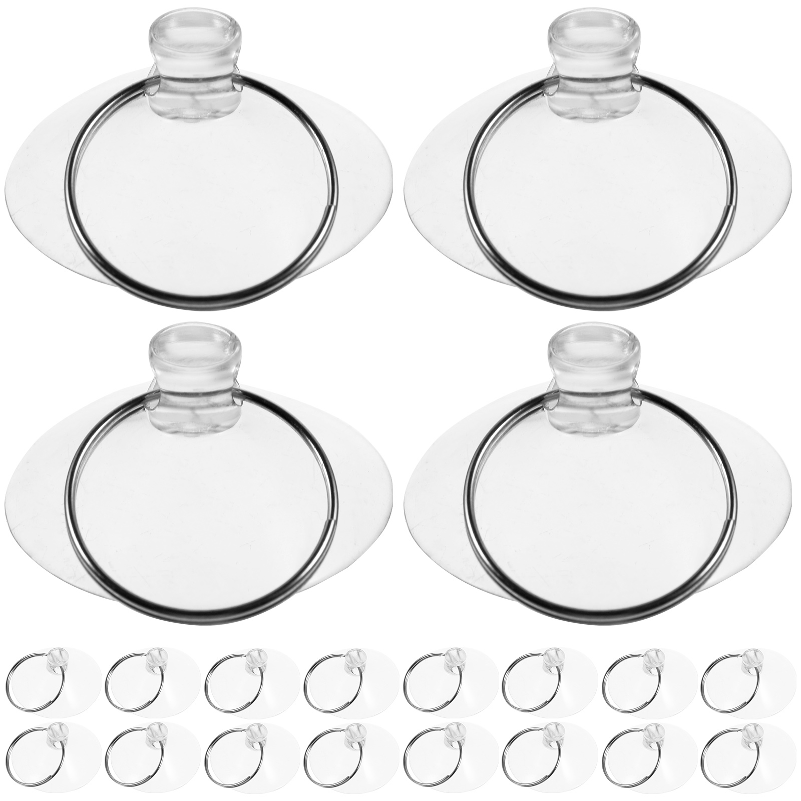HOOWIFFY Clear Suction Cups Key Rings Transparent Plastic 80Pcs for ...