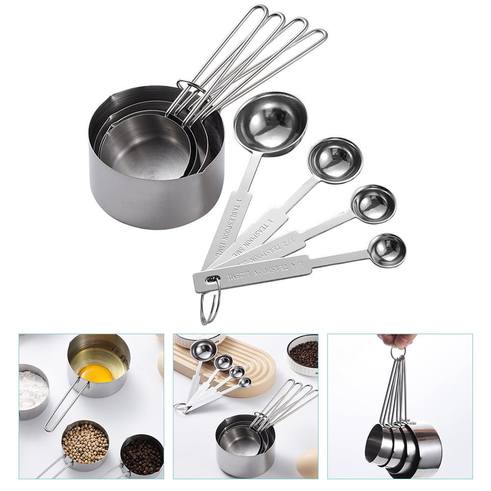 Worgeous Kitchen Measuring Spoon 8Pcs Metal Set Stainless Steel Silver ...