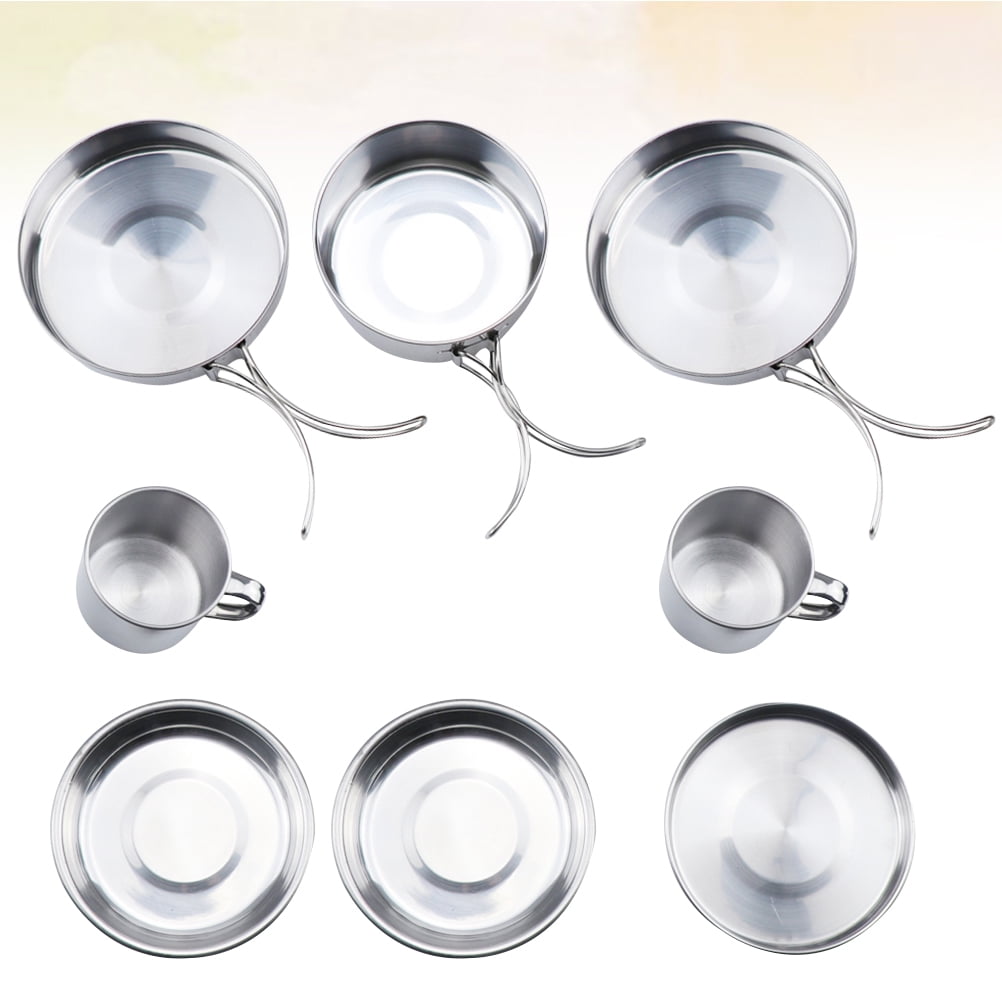 Worgeous 8Pcs Stainless Steel Outdoor Kitchen Hiking Hunting Silver ...