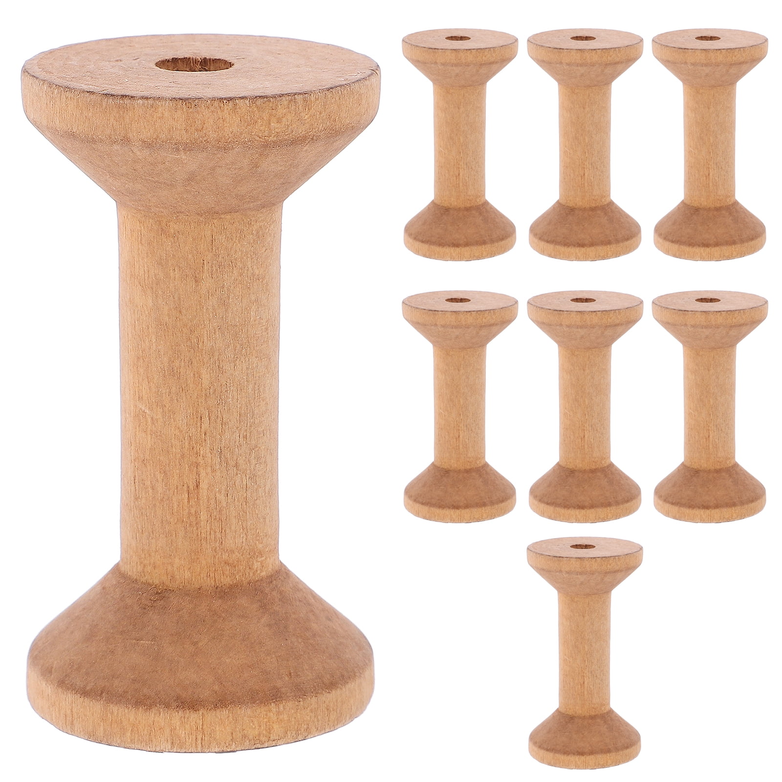Worgeous 8Pcs Wooden Empty Spools For Ribbon Bobbin Wood Sewing ...