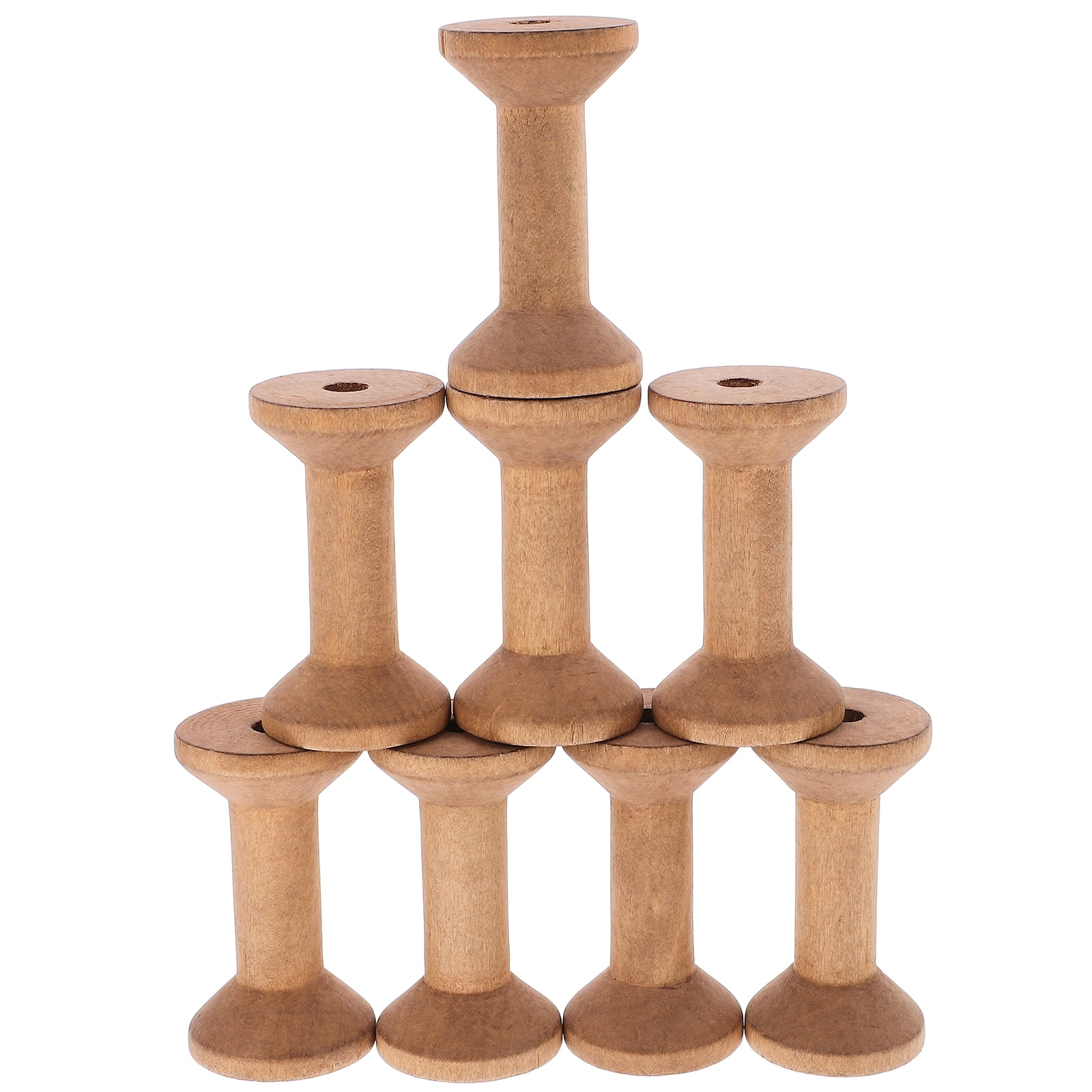 WHAMVOX 8Pcs Wooden Thread Spools Empty Wood Bobbins for DIY Crafts Art ...