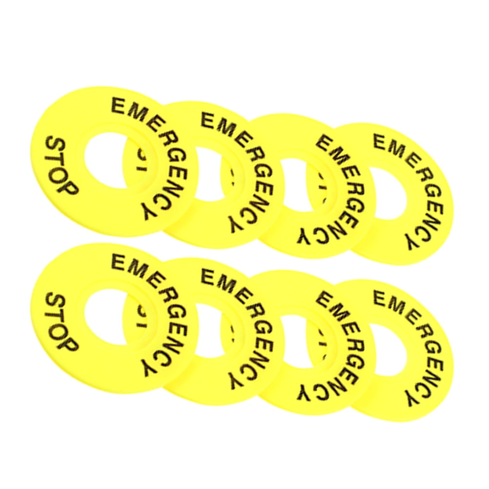 Worgeous 8pcs 22mm Yellow Emergency Stop Button Sign Emergency Stop ...