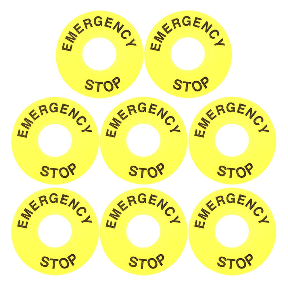 Worgeous 8pcs 22mm Yellow Emergency Stop Button Sign Emergency Stop ...