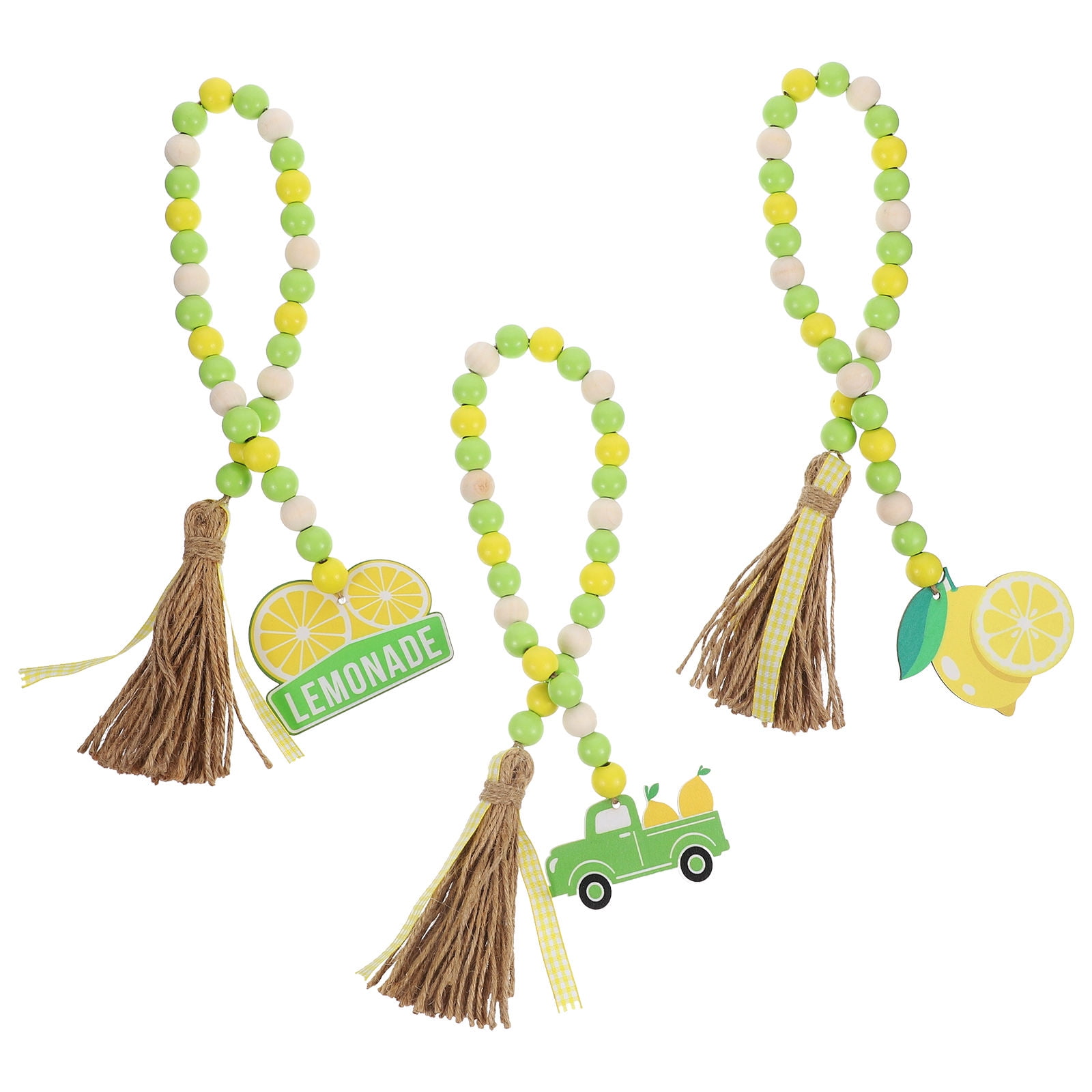 Worgeous 9 Pcs Lemon Wooden Bead Garland Spring Summer Garland ...