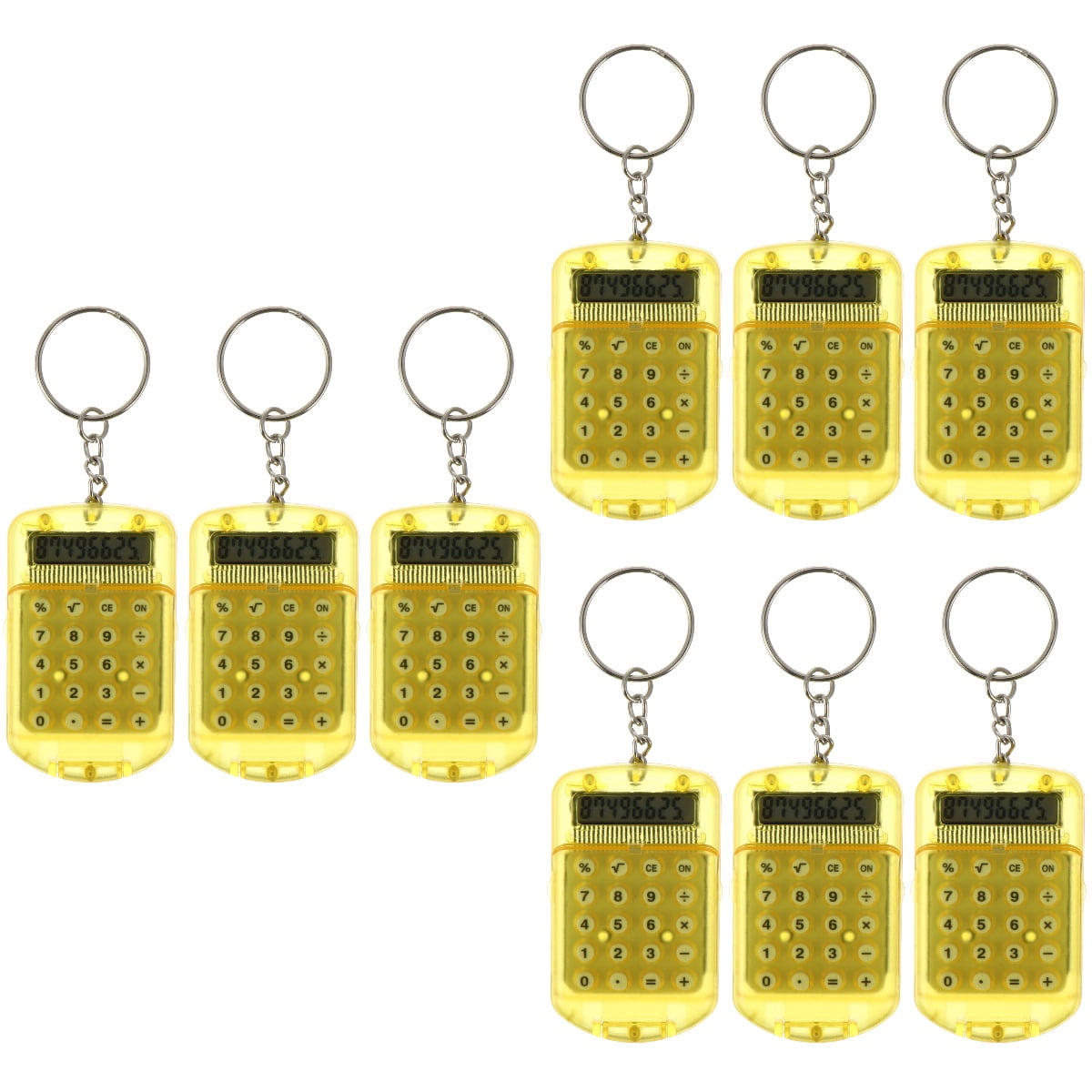 Worgeous 9 pcs Portable Electronic Calculator Mini Calculator Key Ring ...