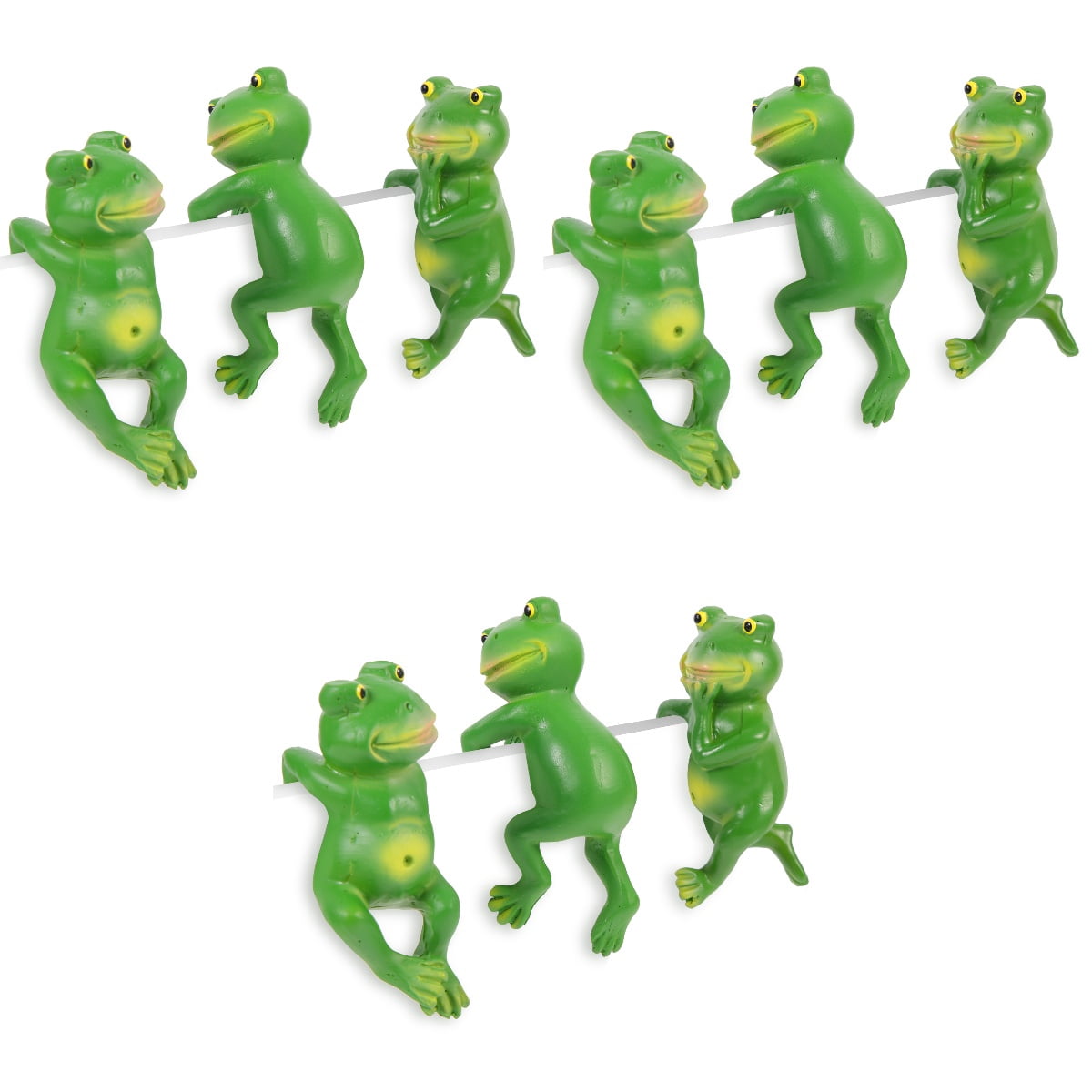 Worgeous 9 pcs Resin Frogs Garden Statues Flower Pot Hanging Frogs ...
