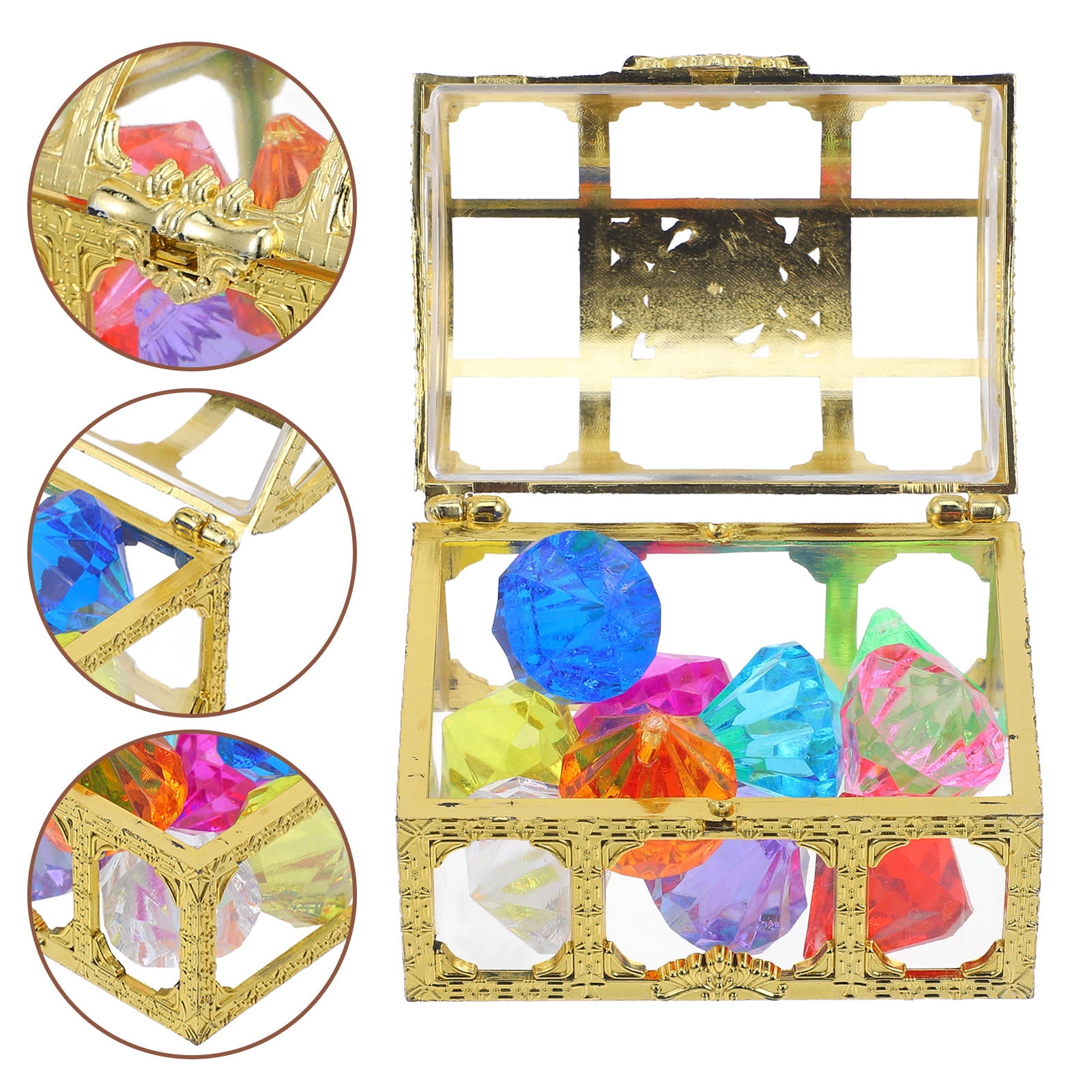Worgeous Acrylic Gemstones Set with Treasure Box for Decor Assorted ...