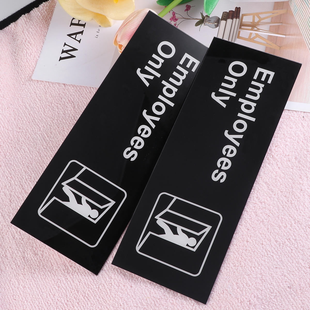 Worgeous Acrylic Informative Sign for Warning Employees Only Black 1pc ...
