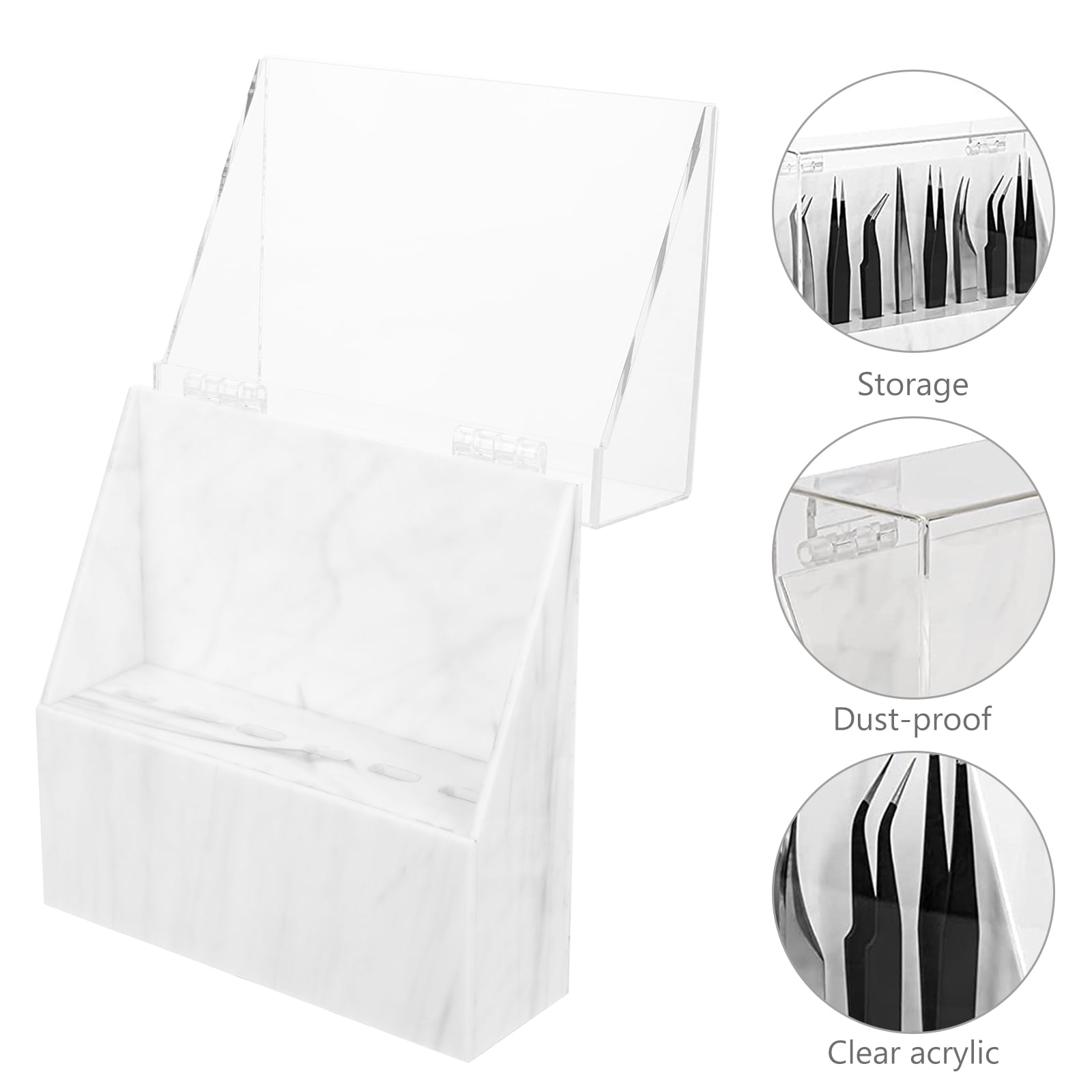 COSMOBETTY Tweezers Rack White Acrylic 1Set 14.5x4.5cm - Walmart.com