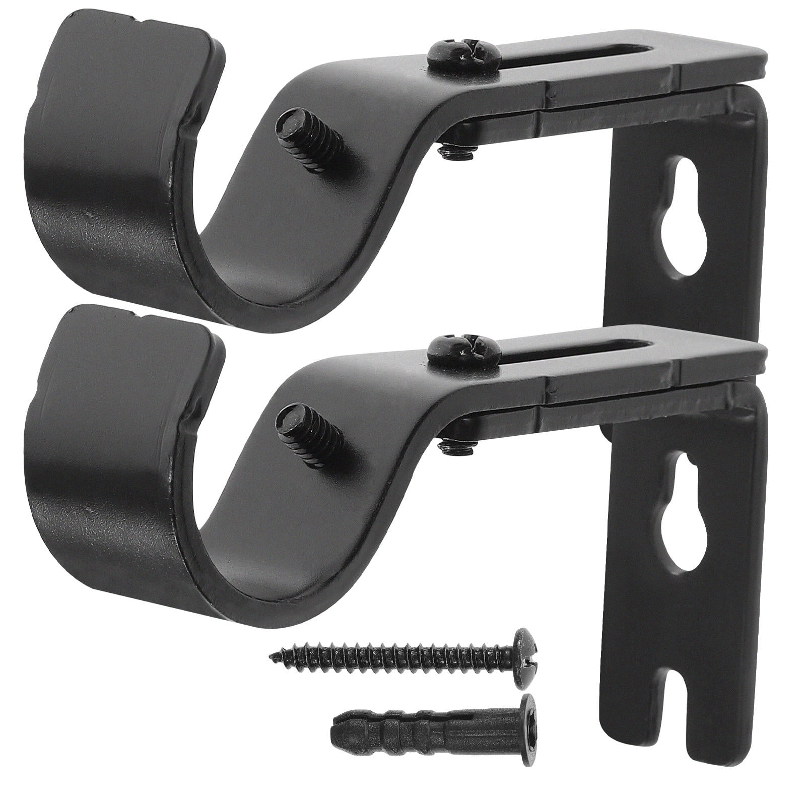 Worgeous Adjustable Curtain Rod Brackets Iron Black 1 Set Support ...