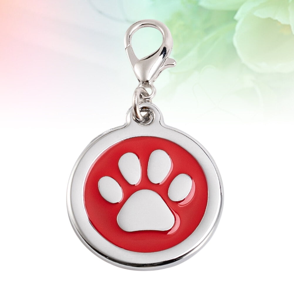Worgeous Adorable Dog Footprint Shaped Pet ID Tag in Red Made from Durable Zinc Alloy with Anti ...