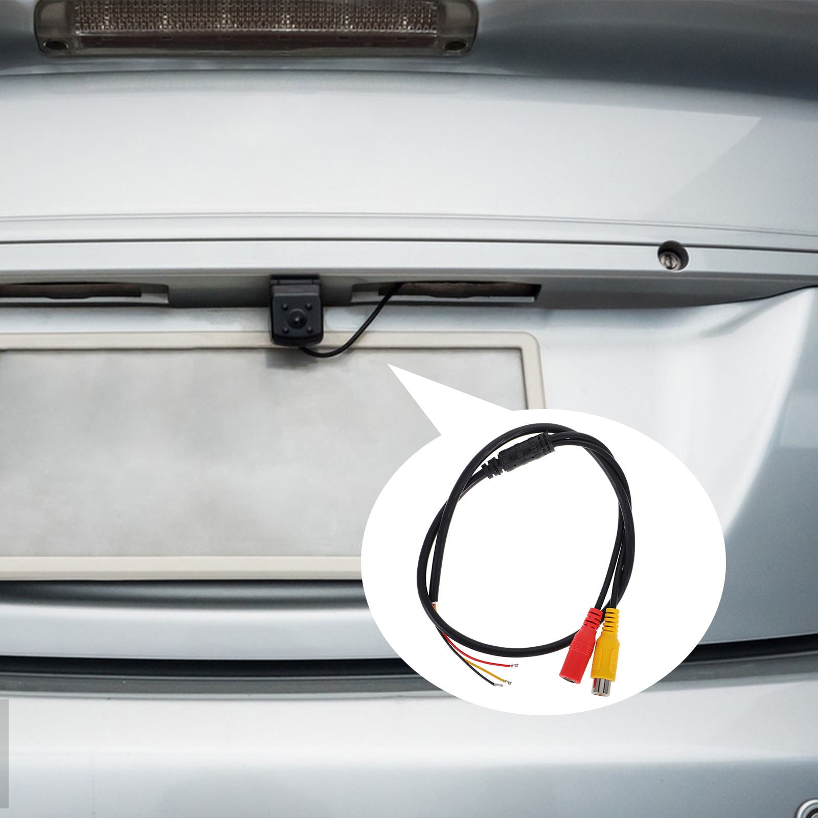 Worgeous Automotive Rear View Camera Cable with DC 3 Pin Trailer Wire ...