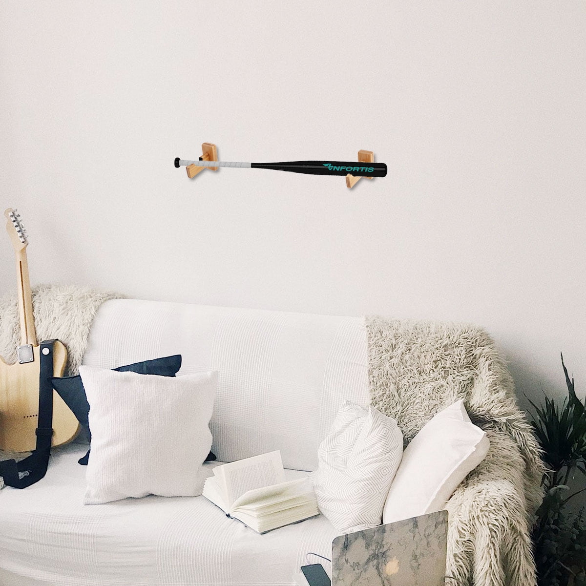 Worgeous Baseball Bat Display Mounted Bat Holder Bamboo Bat Display ...