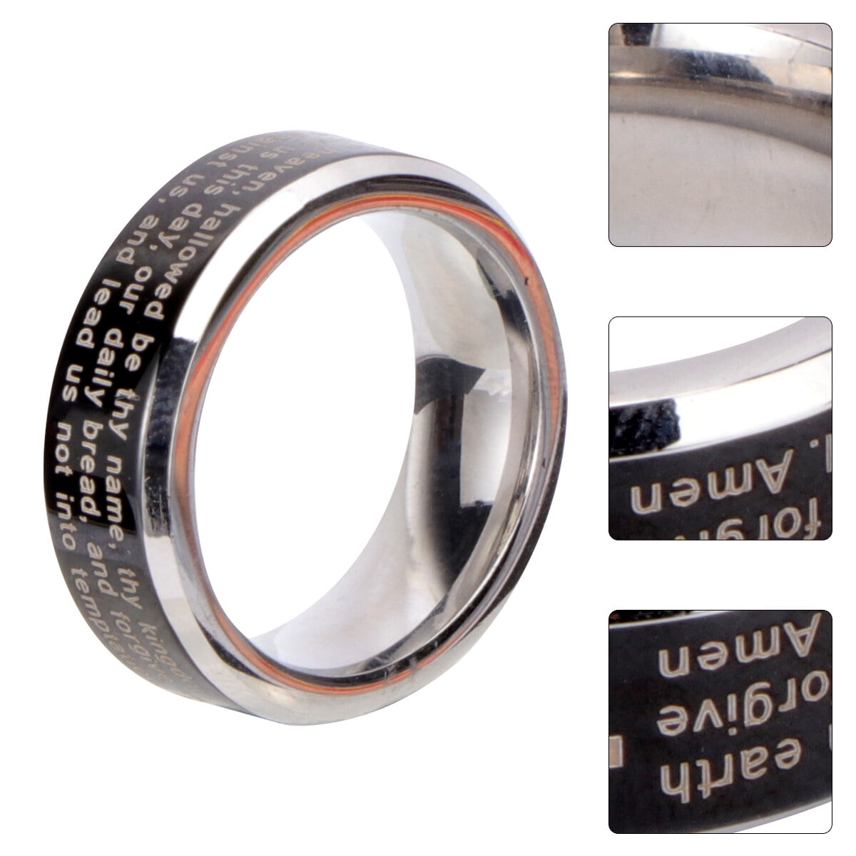 Worgeous Bible Ring Stainless Steel Cross Black and Blue Man - Walmart.com