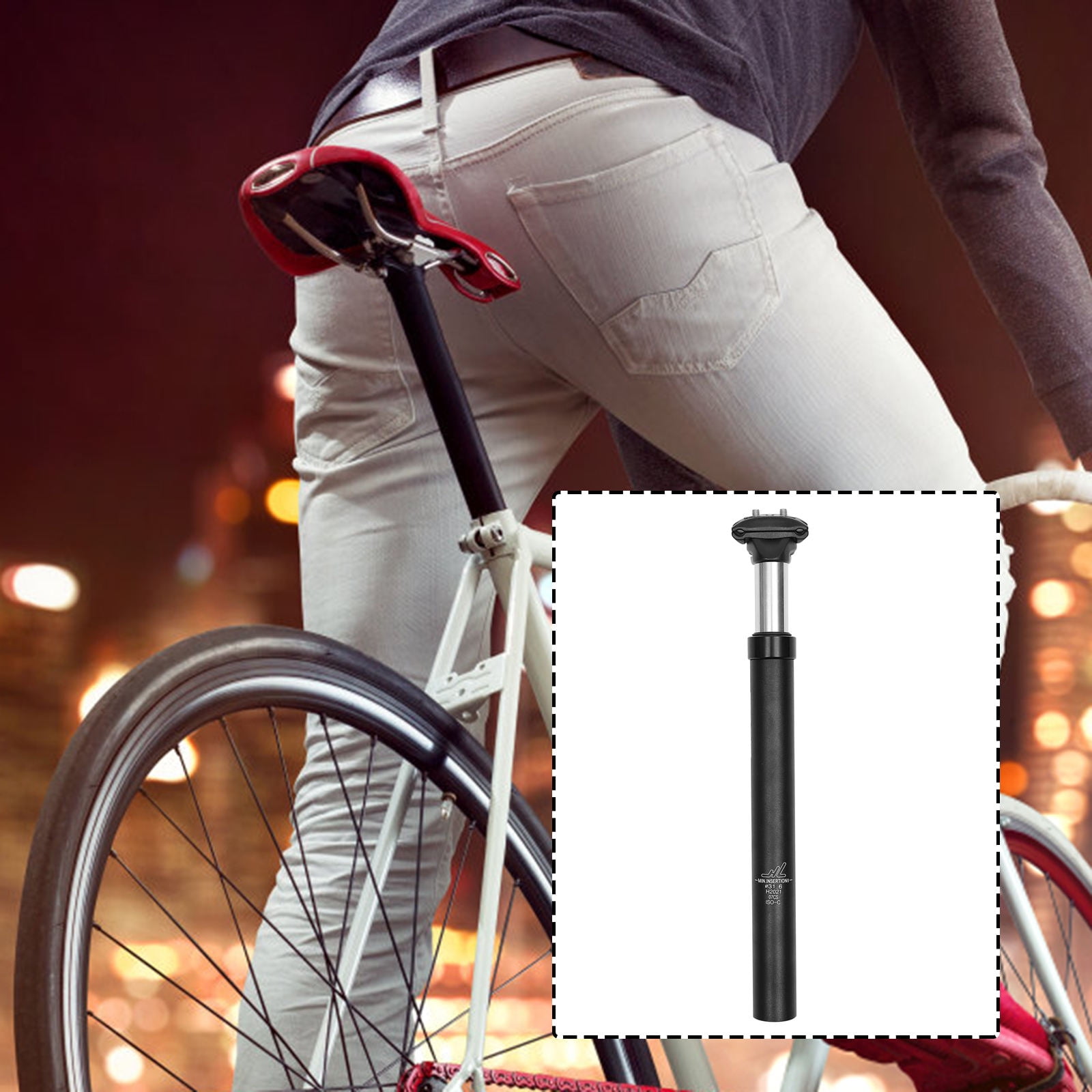 Worgeous Bicycle Saddle Shock Absorber Mountain Bike Seat Post Black ...