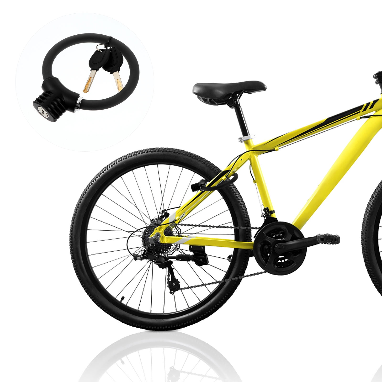 Worgeous Bike Security Lock Cable Lock Black Portable Bicycle Security ...