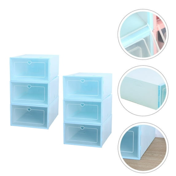 Worgeous Blue Plastic Shoes Storage Box with Transparent Window for ...