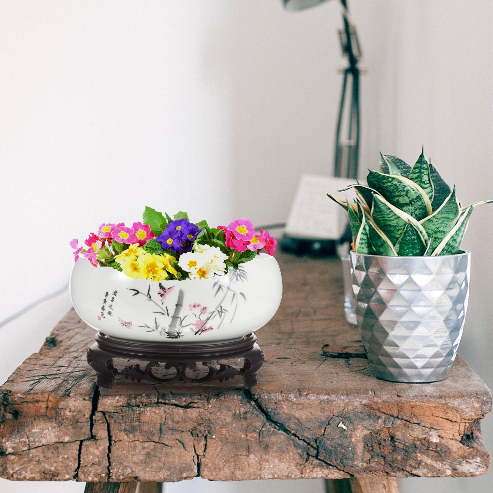 Worgeous Blue and White Porcelain Vase Indoor Plant Pot Fish Tank ...