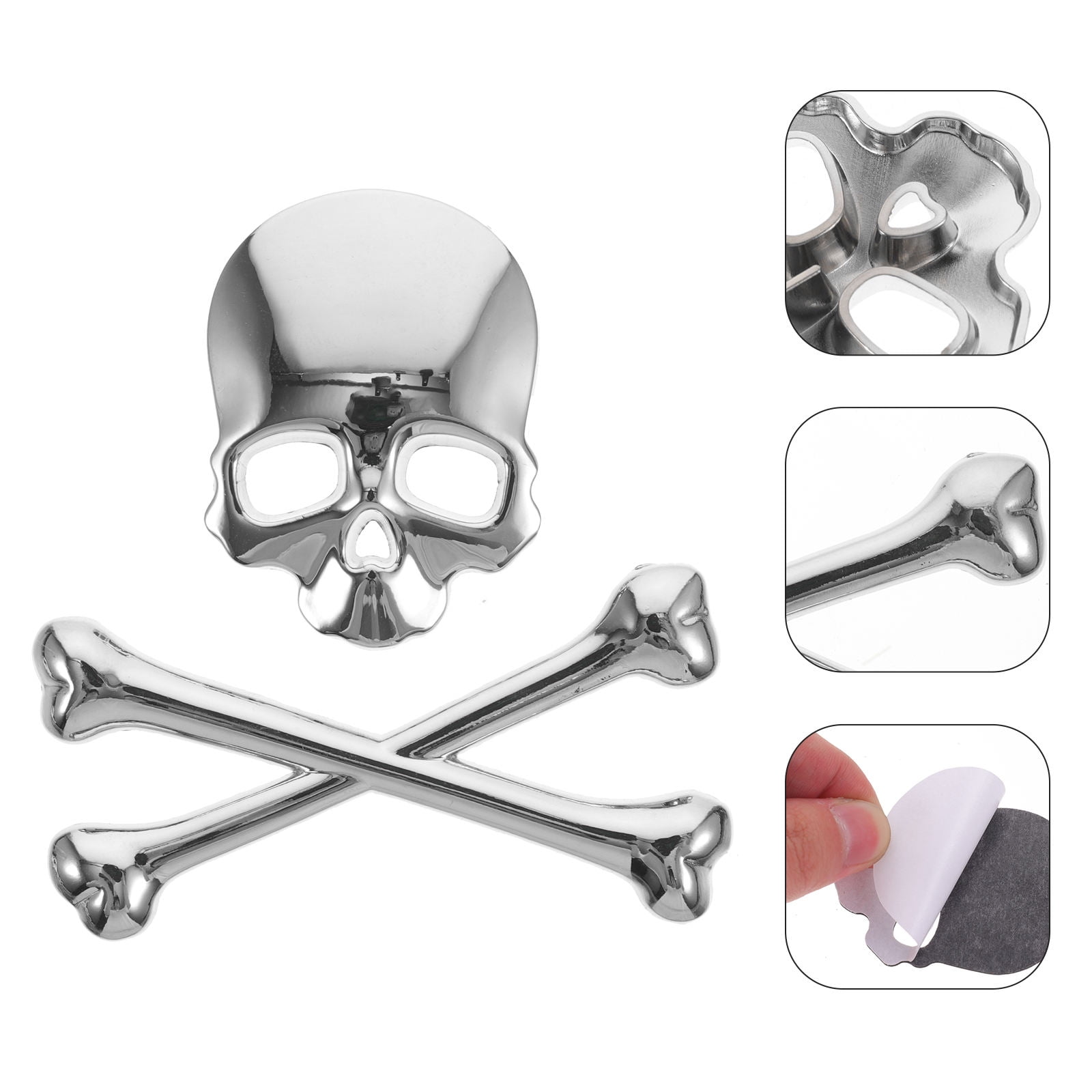 Worgeous Bones Skull Van Sticker Car Stickers Adhesive Silver - Walmart.com