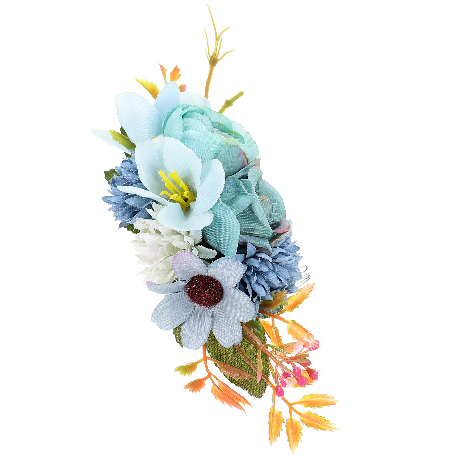 Worgeous Bridal Comb Garters Miss Bride Artificial Flower Blue Fabric ...