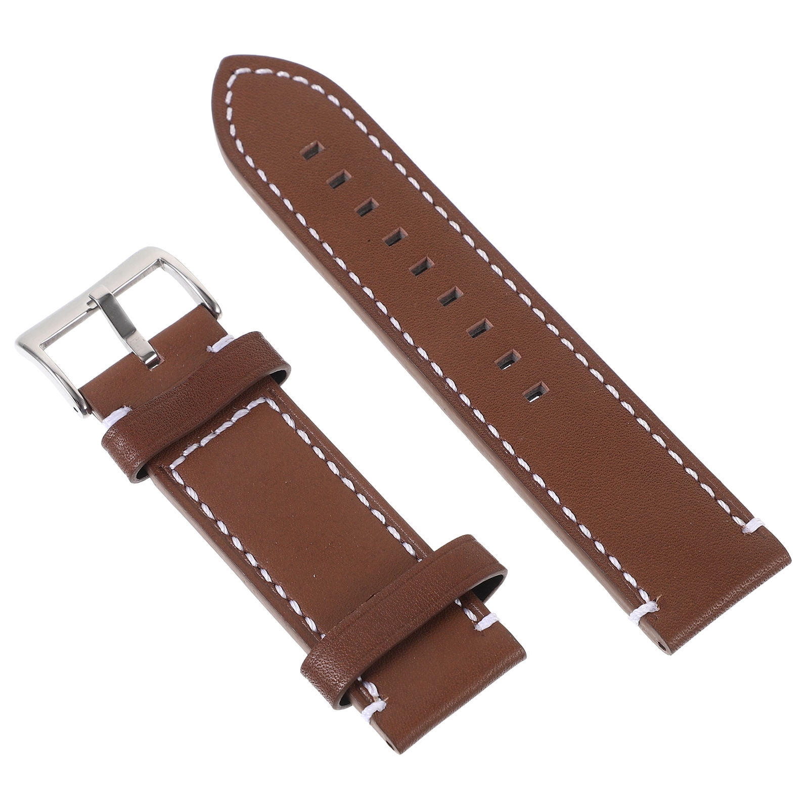 Worgeous Brown Leather Watch Band with Buckle Closure Adjustable 24mm ...
