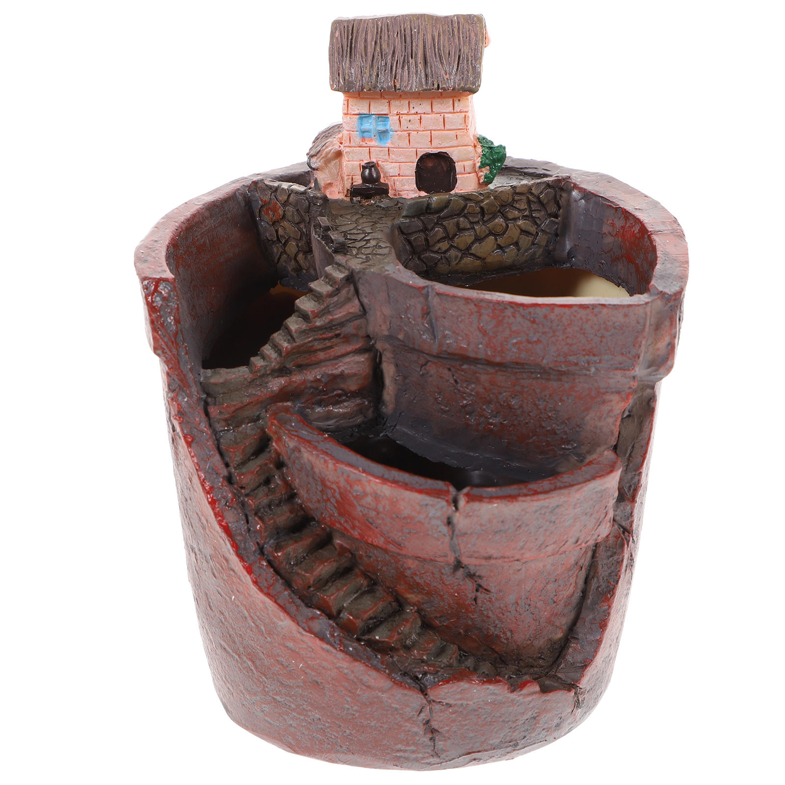 Worgeous Brown Resin Potted Plant for Decoration with Small House ...