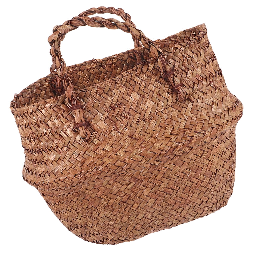 Worgeous Brown Seagrass Basket for Storage Use with Handles ...