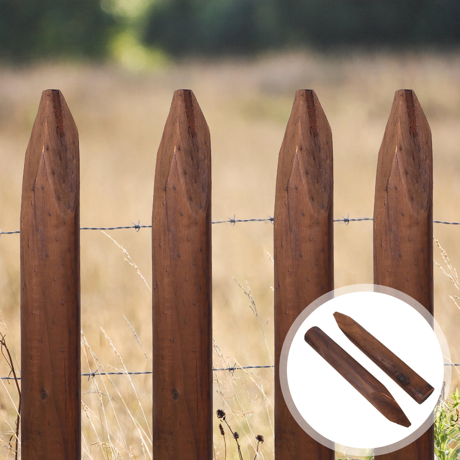 RENACLIPY Brown Wooden Fence Stakes for Garden Paths and Flower Beds ...