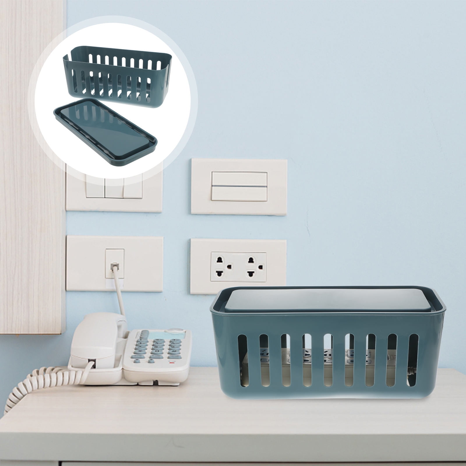 Worgeous Decorative Cord Hider Wire Organizer Box PP Blue USB Hubs 1Set ...