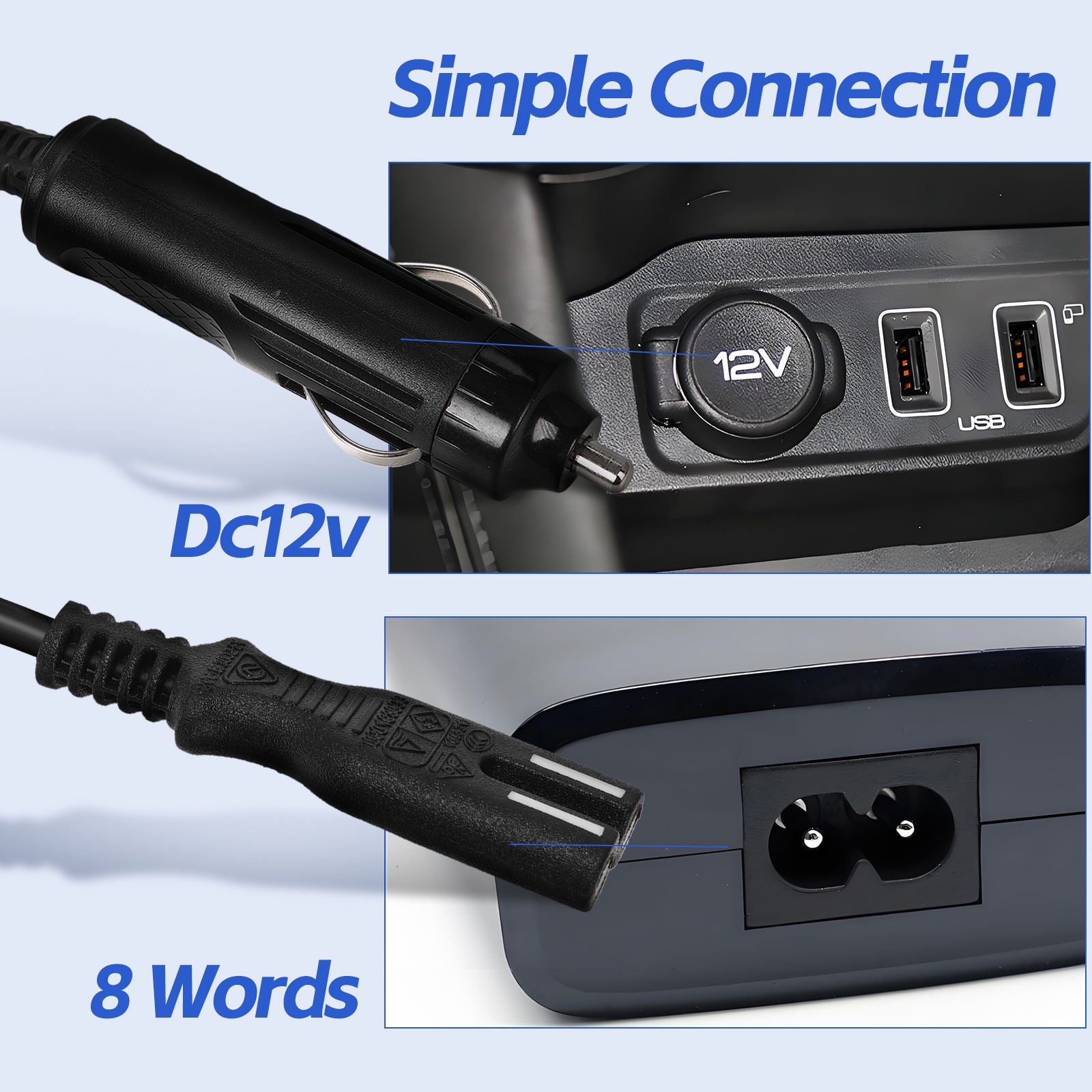 Worgeous Car Cooler Power Extension Cable Universal Mini Fridge Charger ...